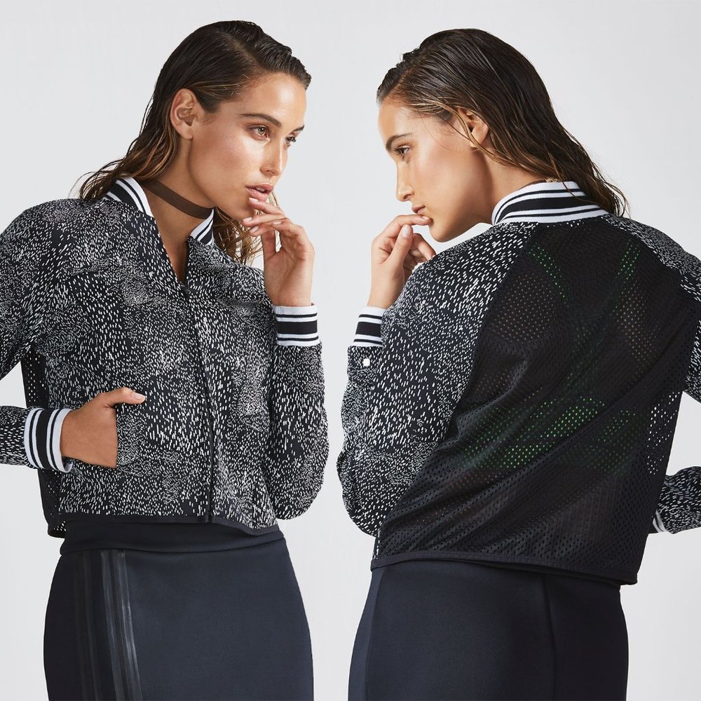 Fabletics Tia Bomber Jacket In Black & White Print - Gem
